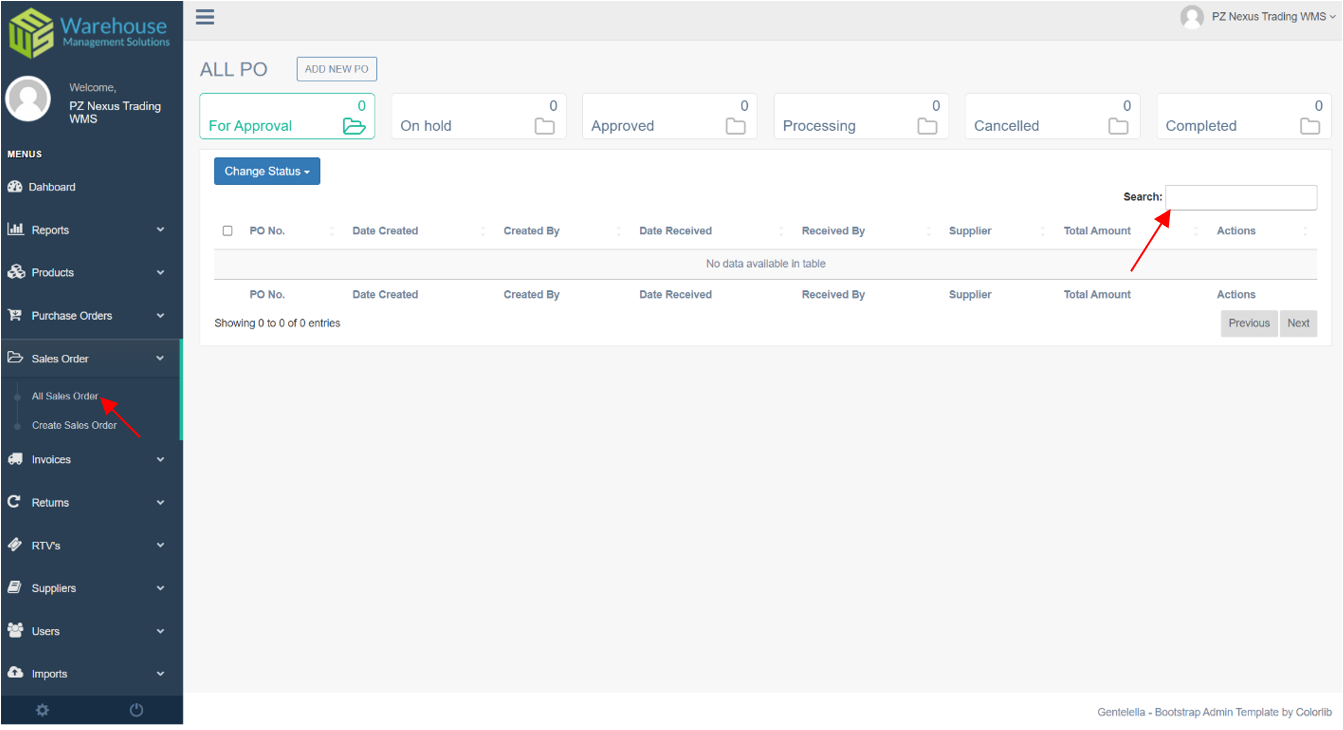 How to search existing Sales Orders - Warehouse Management System