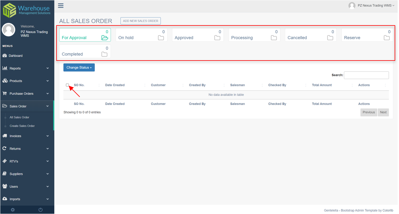 How to change status of existing Sales Order - Warehouse Management System