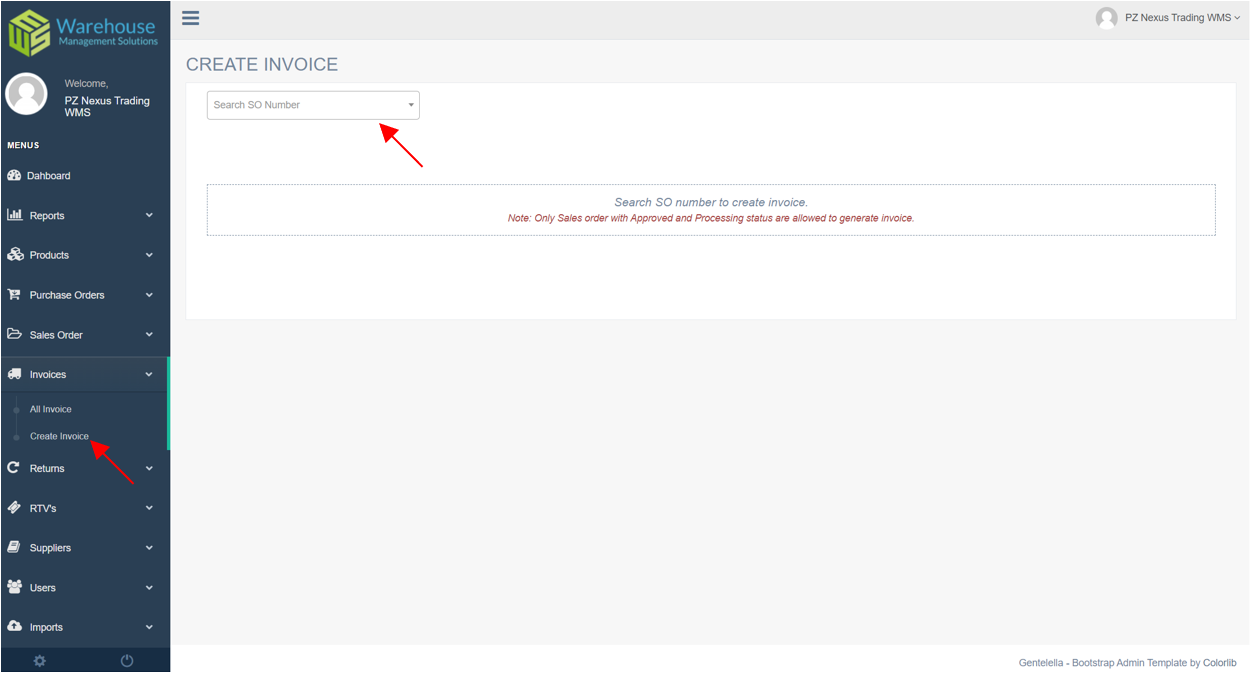 How to manually create Invoice - Warehouse Management System