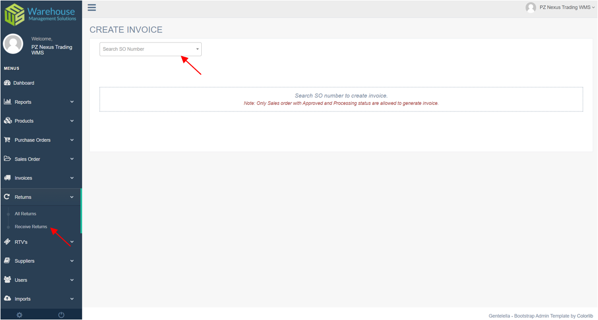 How to receive Returns - Warehouse Management System