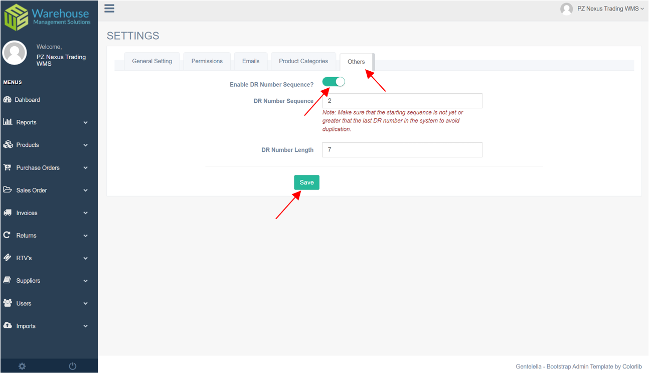 How to set the DR Number Sequence - Warehouse Management System